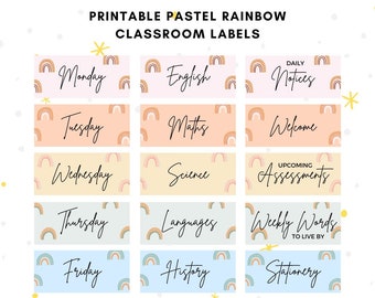 Rainbow Days of the Week Labels - Etsy