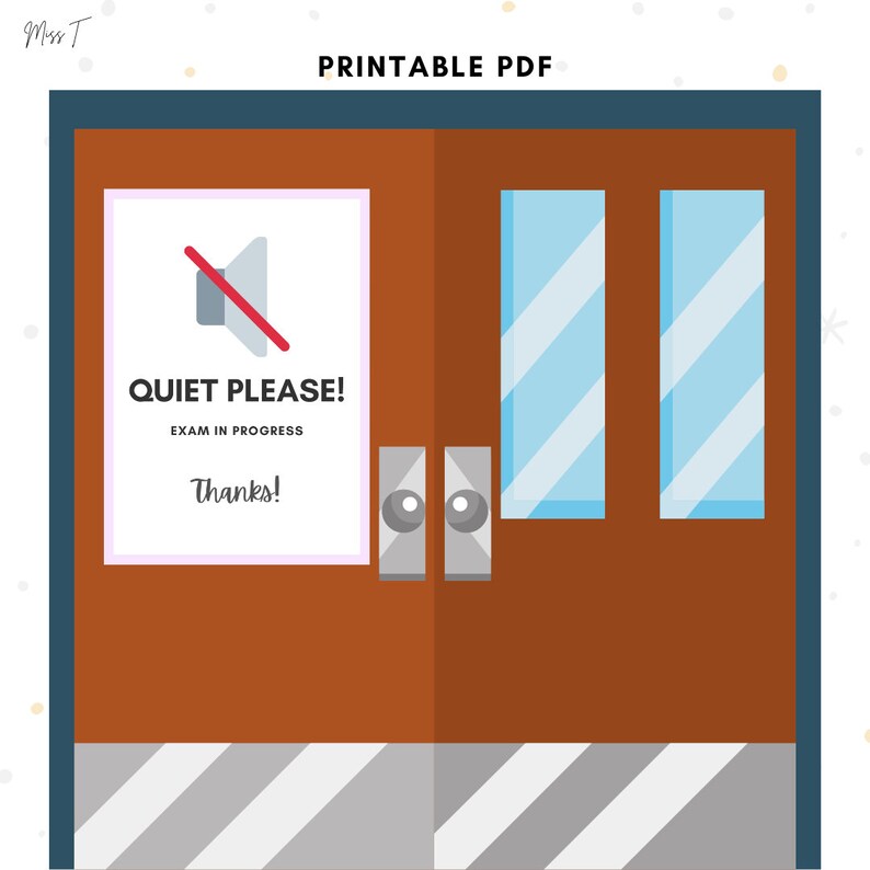 Printable Quiet Classroom Door Poster for Exams in Multiple Colours - Etsy