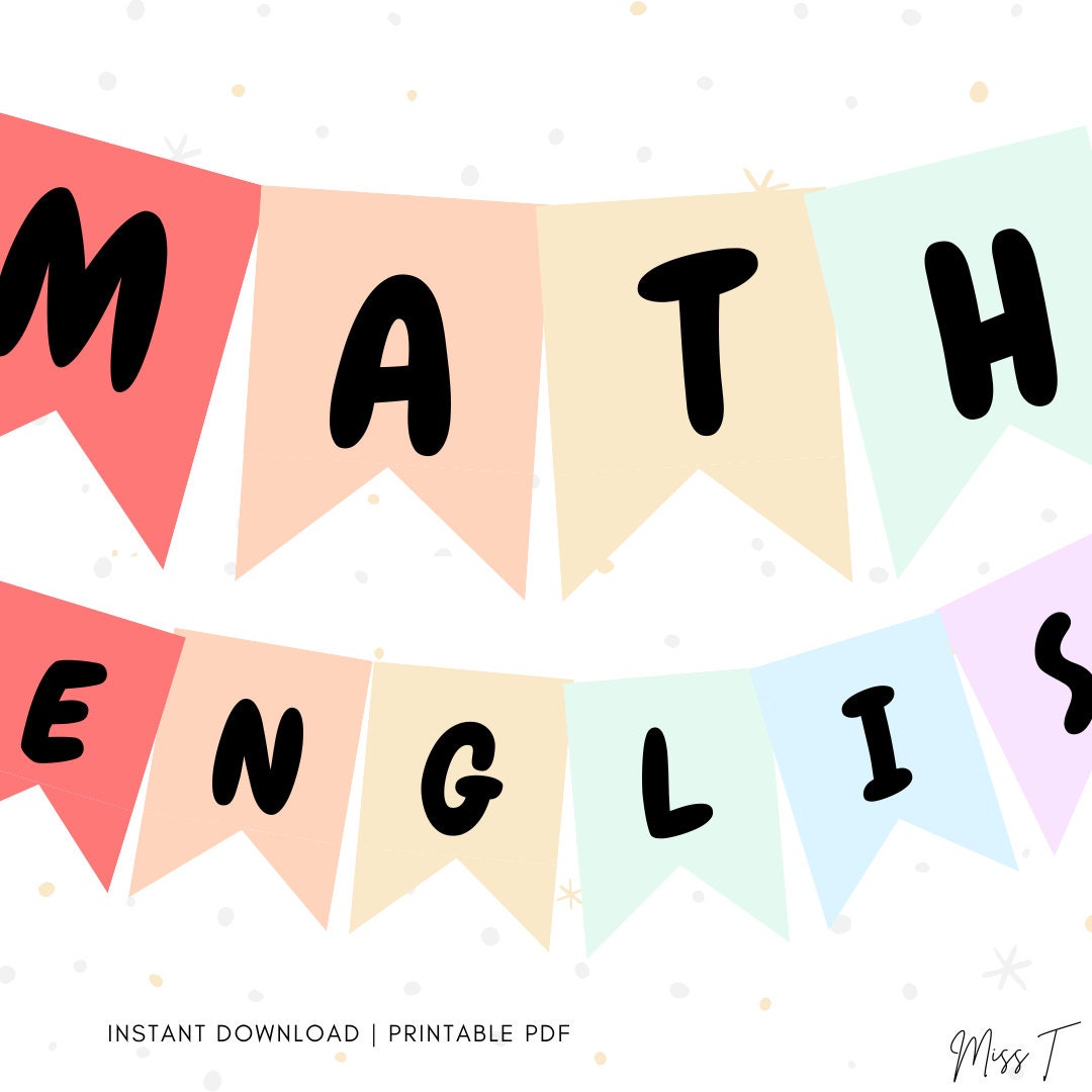 Printable Pastel Rainbow English, Maths, Science, Reading & History ...