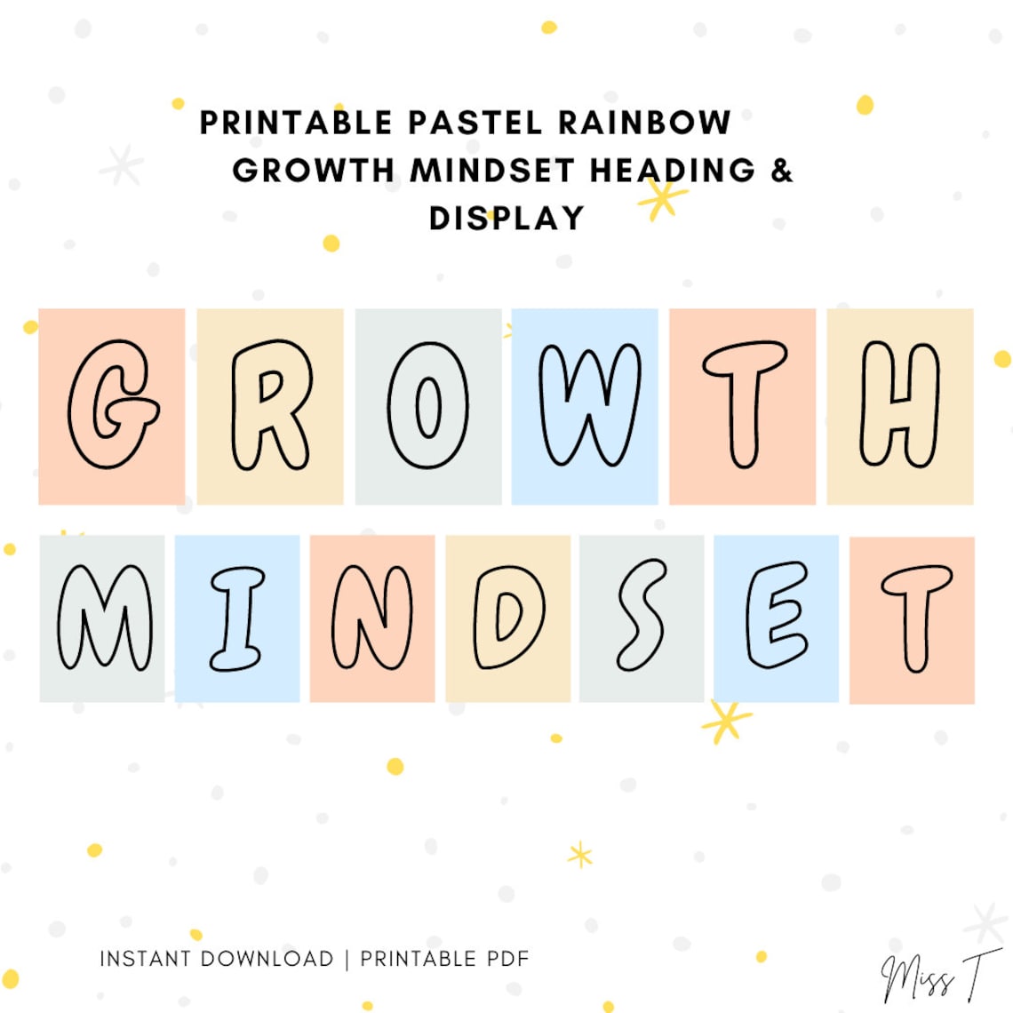 Growth Mindset Classroom Display in Pastel Rainbow - Etsy