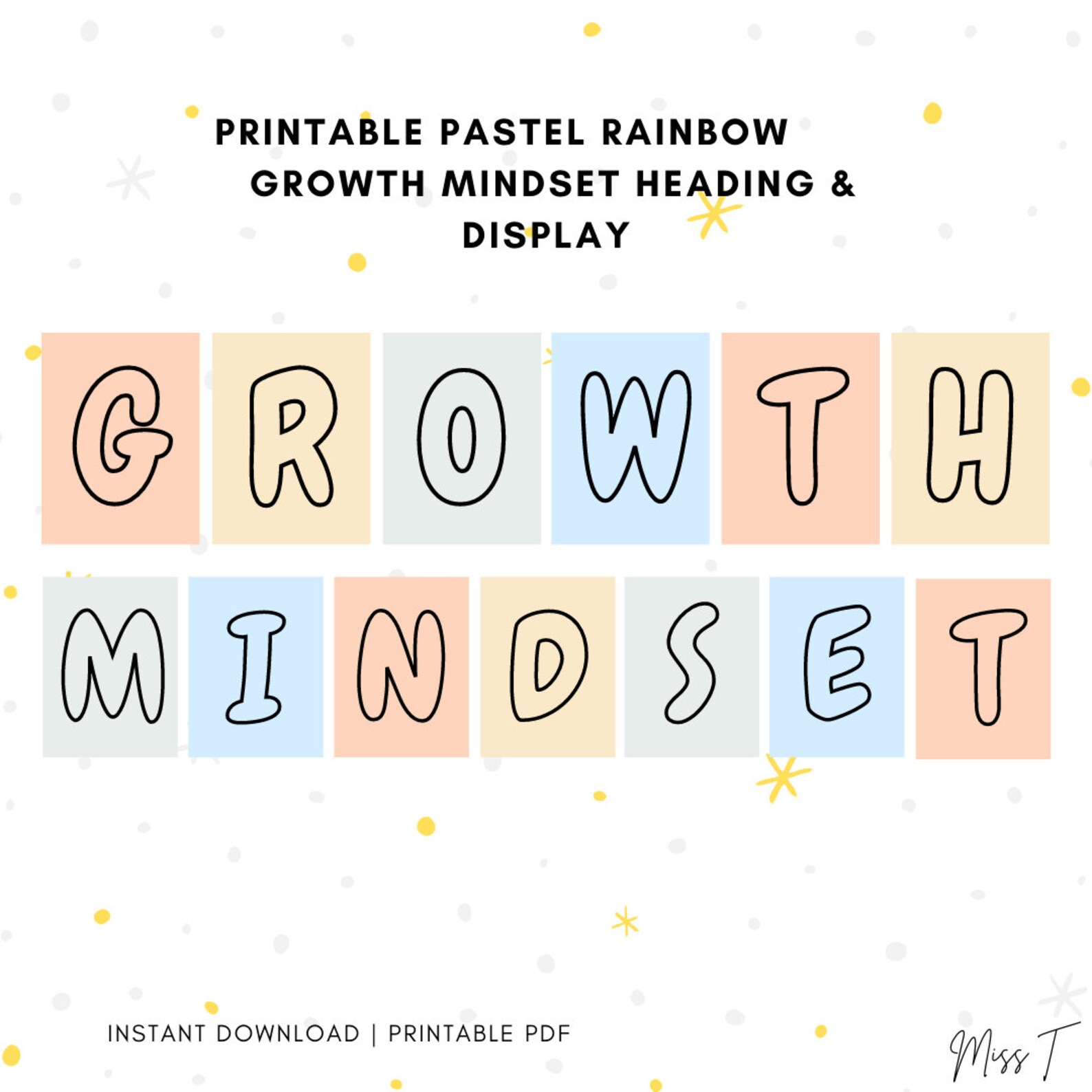 Growth Mindset Classroom Display in Pastel Rainbow - Etsy