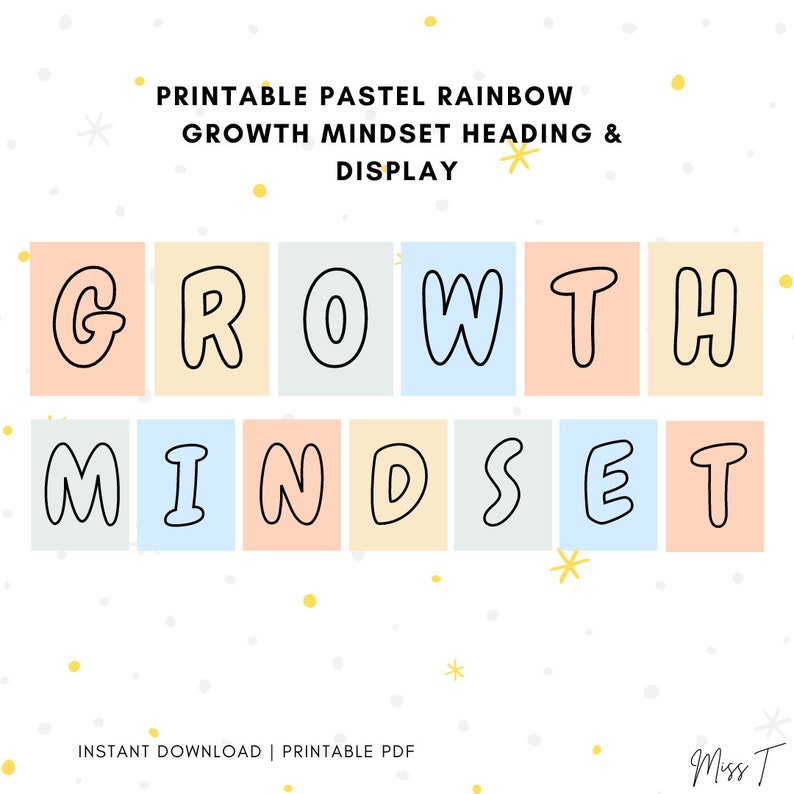 Growth Mindset Classroom Display in Pastel Rainbow - Etsy