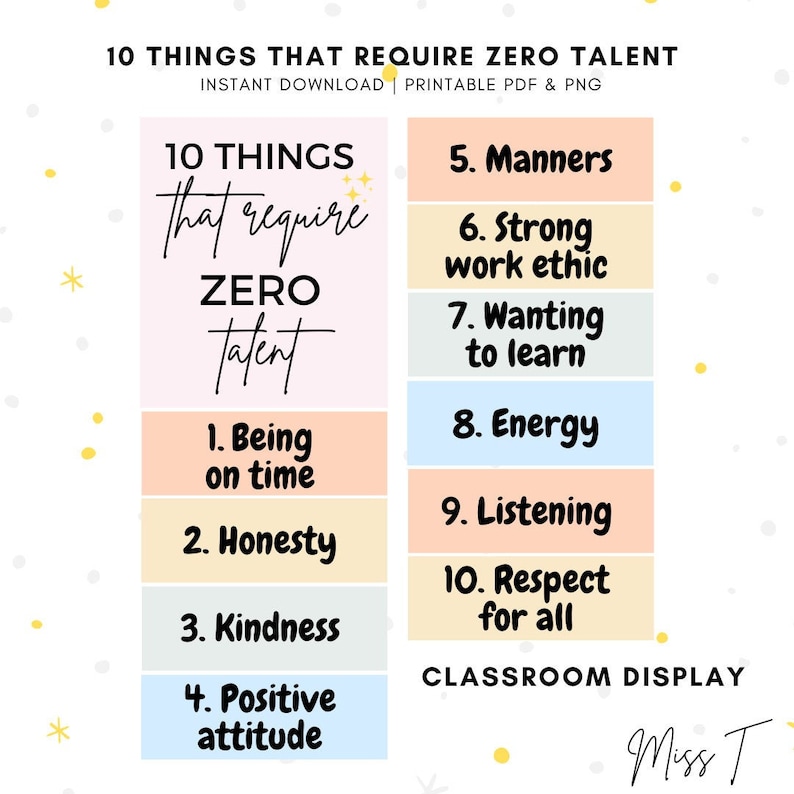 10 Things That Require Zero Talent Classroom Display Pastel - Etsy