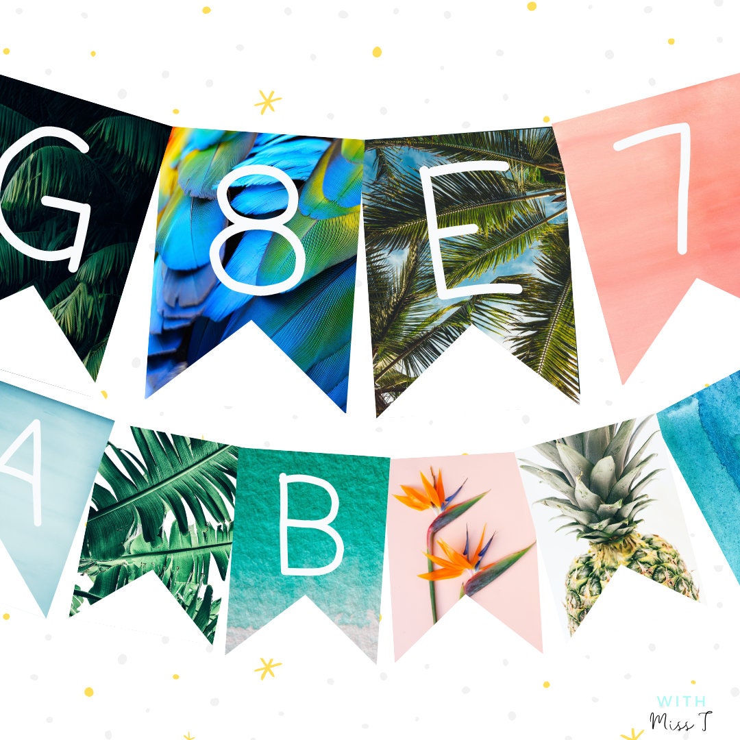 Printable Tropical Beach and Jungle Alphabet Bunting Instant - Etsy