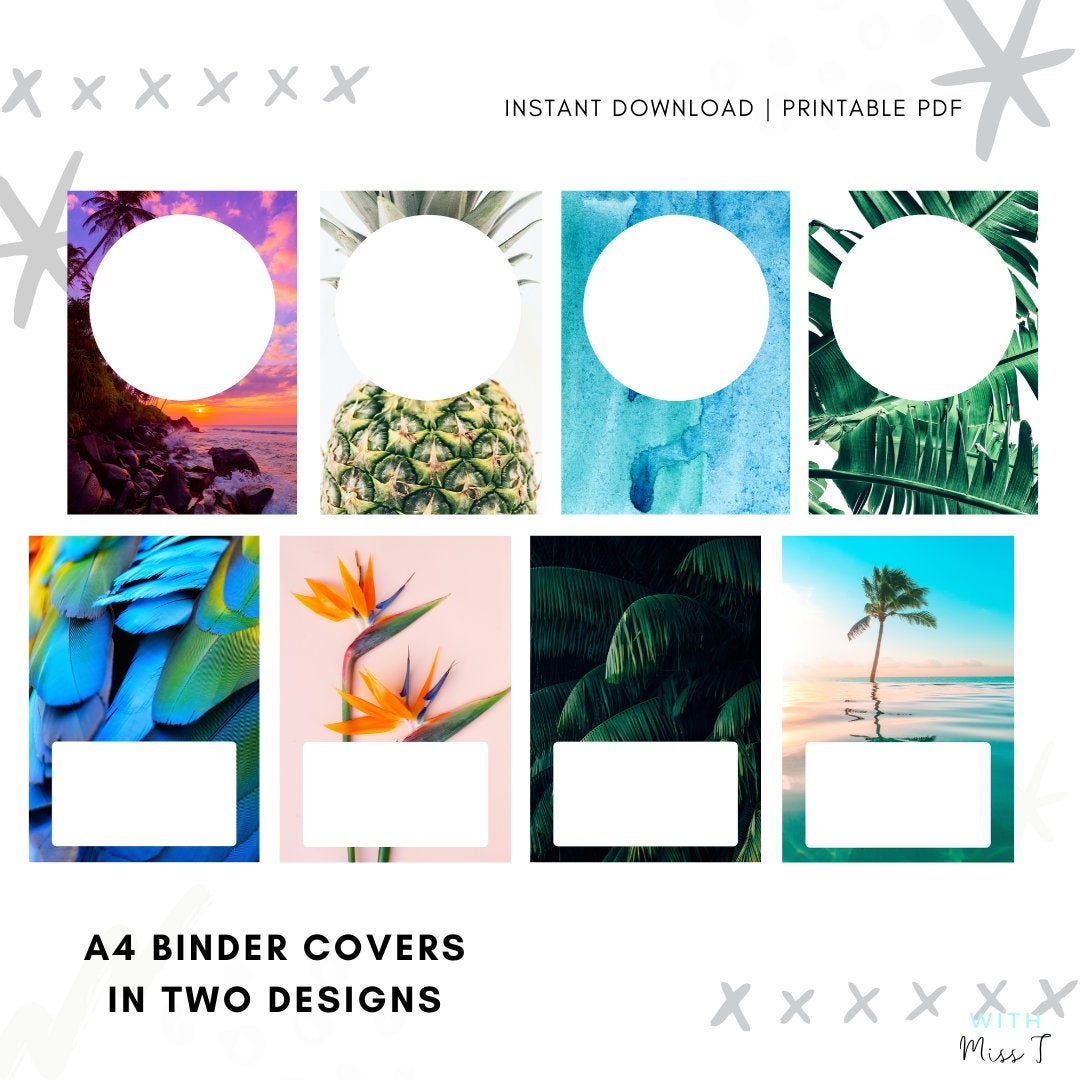 Printable Editable Tropical Binder Cover and Spine, Instant Download ...