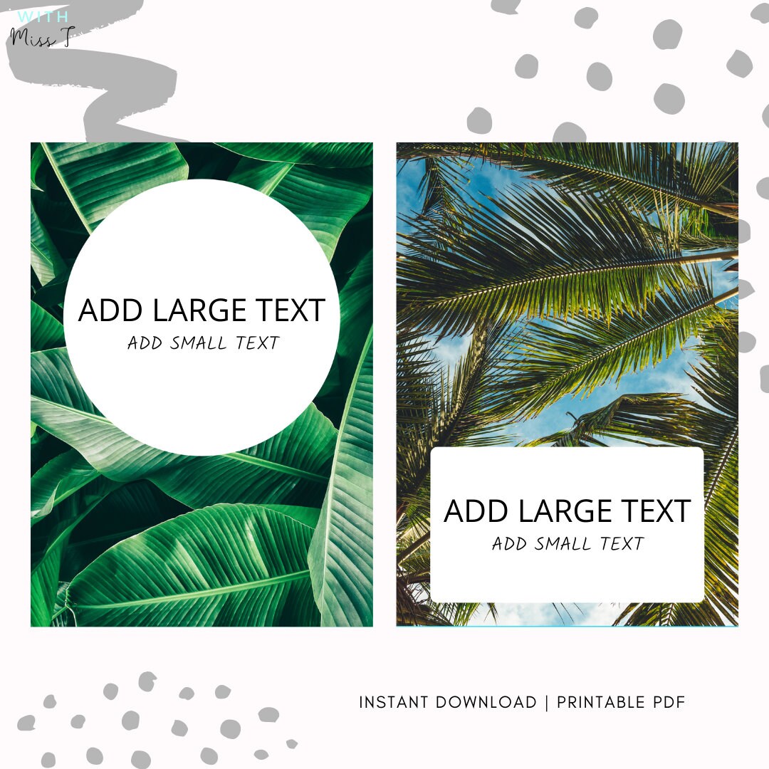 Printable Editable Tropical Binder Cover and Spine Instant | Etsy