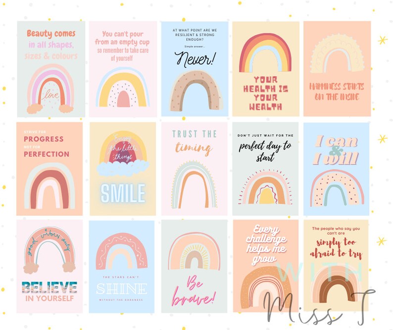 Printable Pastel Rainbow Inspirational Posters Instant | Etsy