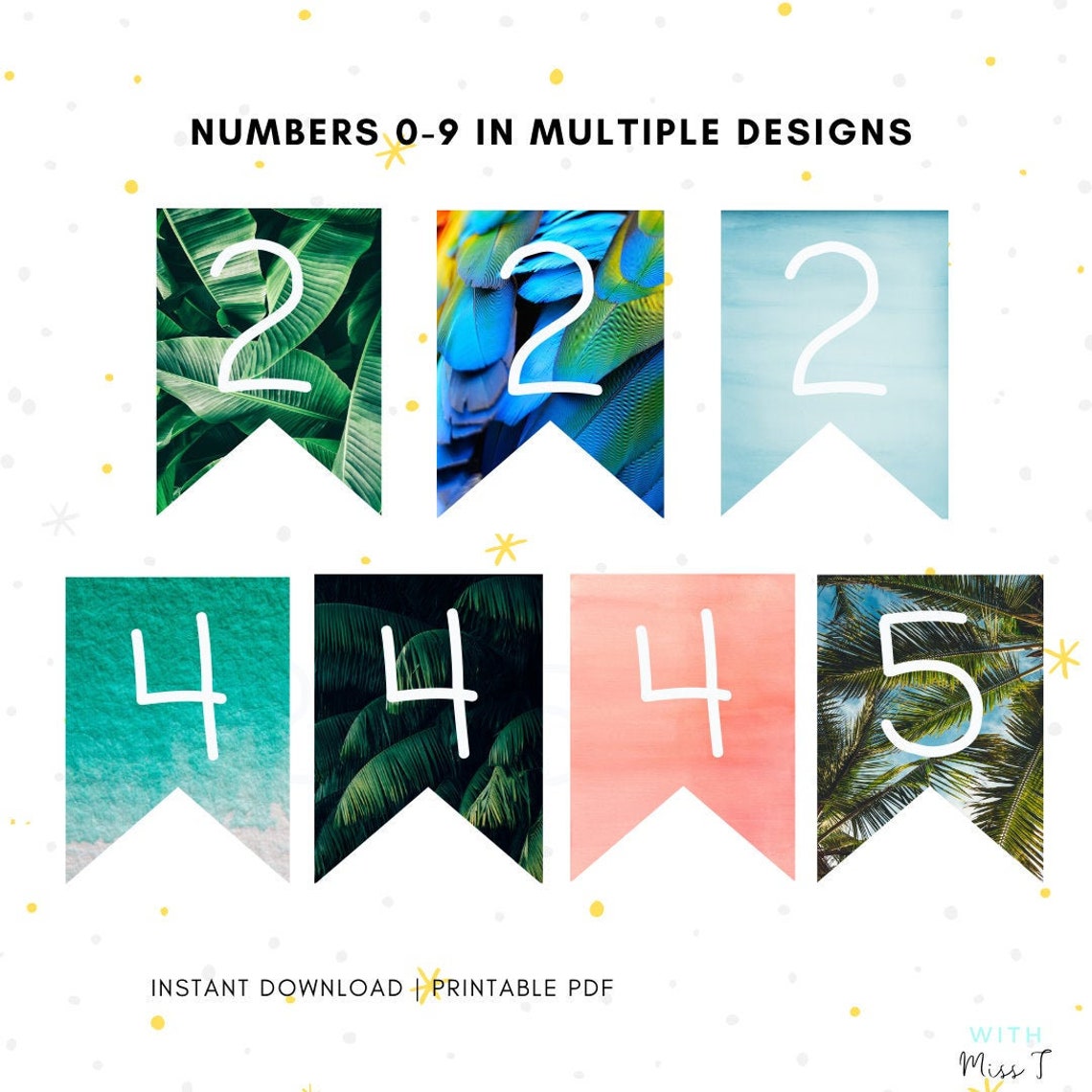 Printable Tropical Beach and Jungle Numbers & Blank Spaces - Etsy Australia