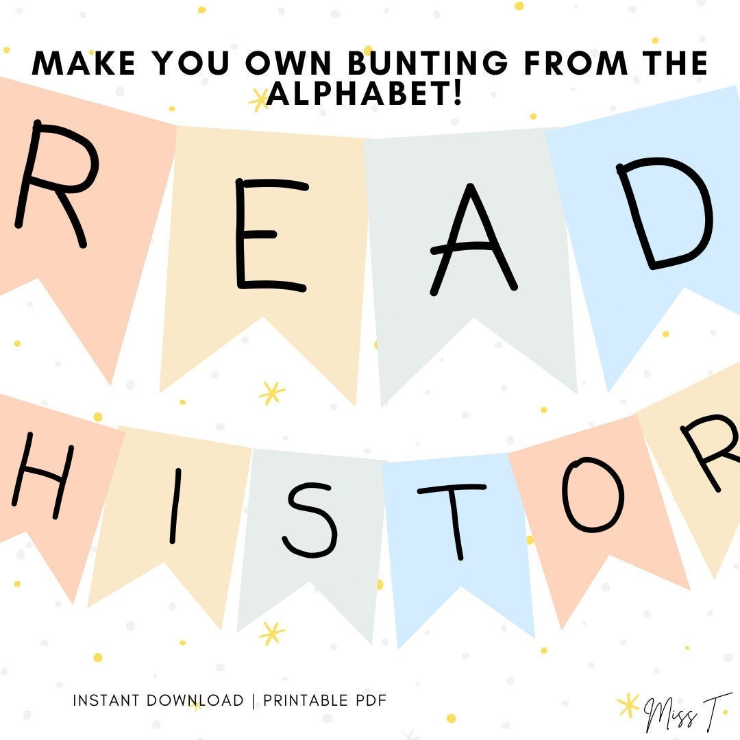 Pastel Rainbow Alphabet Bunting, Make Bunting to Suit Any Subject or ...