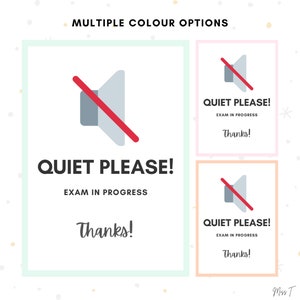 Printable Quiet Classroom Door Poster for Exams in Multiple Colours - Etsy