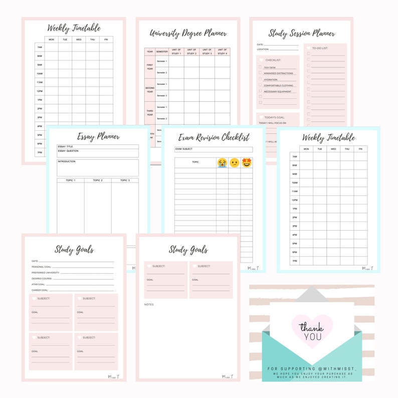Ultimate Study Planner Pack A4 Printable Study Goals Planner - Etsy Ireland