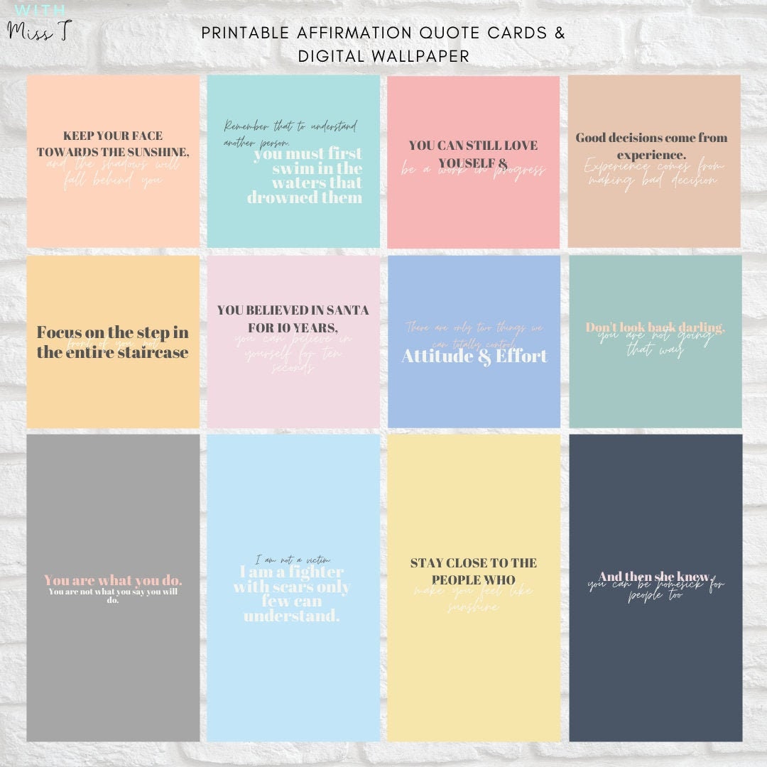 Rainbow Daily Affirmation and Quote Cards and Digital Wallpaper ...