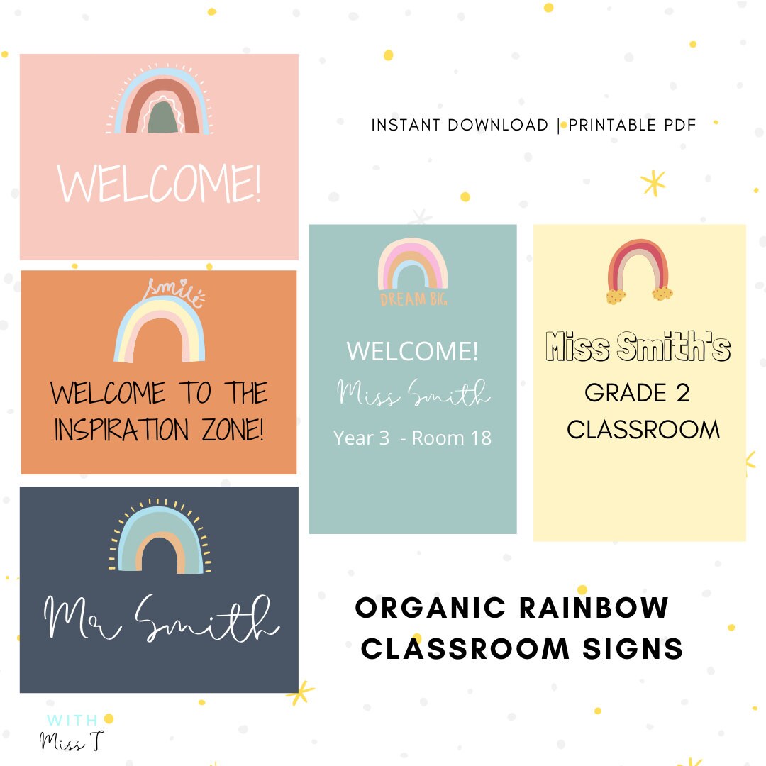 Editable Printable Rainbow Classroom Labels Signs & Posters - Etsy UK