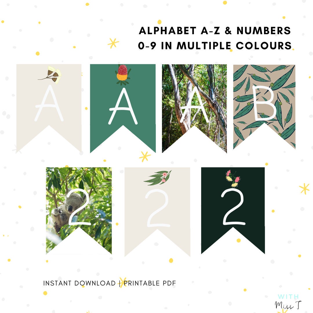 Printable Aussie Floral Bunting Instant Download Colourful - Etsy