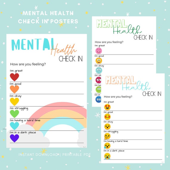 Printable Mental Health Check In Poster Instant Download Etsy