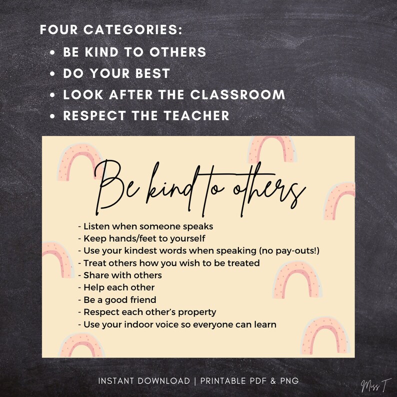 Printable Classroom Rules in Pastel Rainbow Design for | Etsy