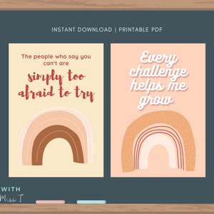 Printable Pastel Rainbow Inspirational Posters, Instant Download ...