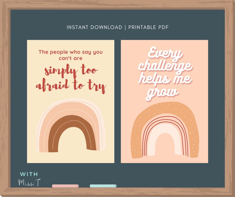 Printable Pastel Rainbow Inspirational Posters Instant | Etsy