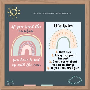 Printable Organic Rainbow Inspirational Classroom Posters, Instant ...