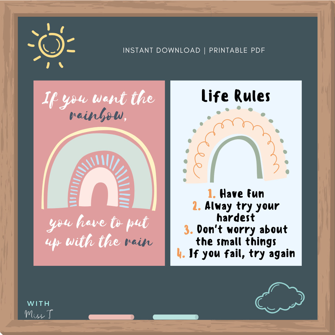 Printable Organic Rainbow Inspirational Classroom Posters | Etsy