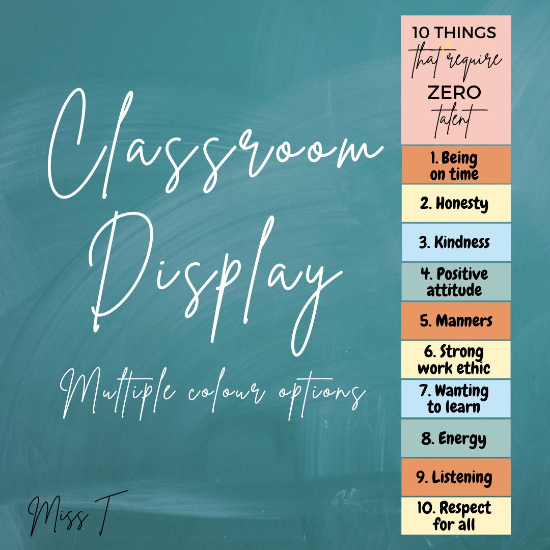 10 Things That Require Zero Talent Classroom Display Pastel - Etsy ...