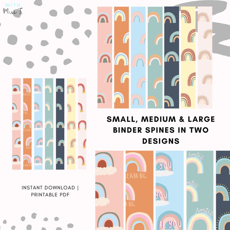 Printable Editable Organic Rainbow Binder Cover and Spine - Etsy