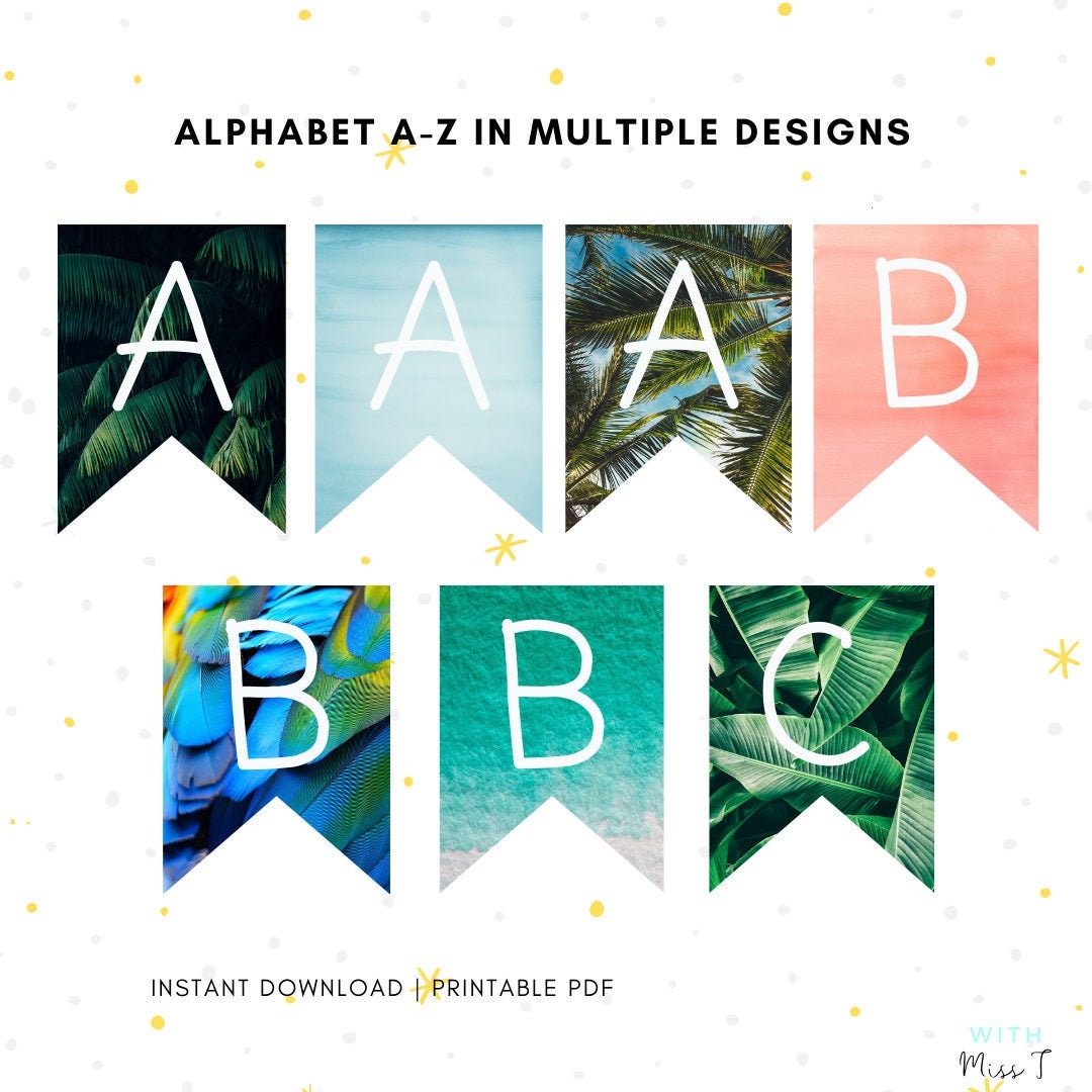 Printable Tropical Beach and Jungle Alphabet Bunting Instant - Etsy