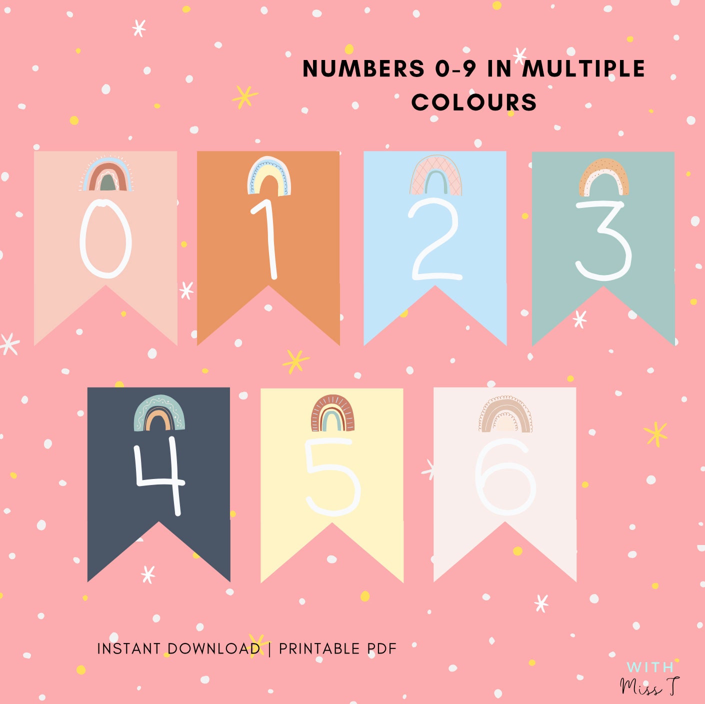 Printable Organic Rainbow Bunting Instant Download Colourful | Etsy