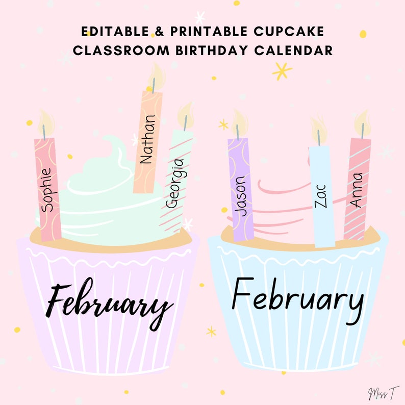 Printable and Editable Pastel Rainbow Classroom Cupcake - Etsy