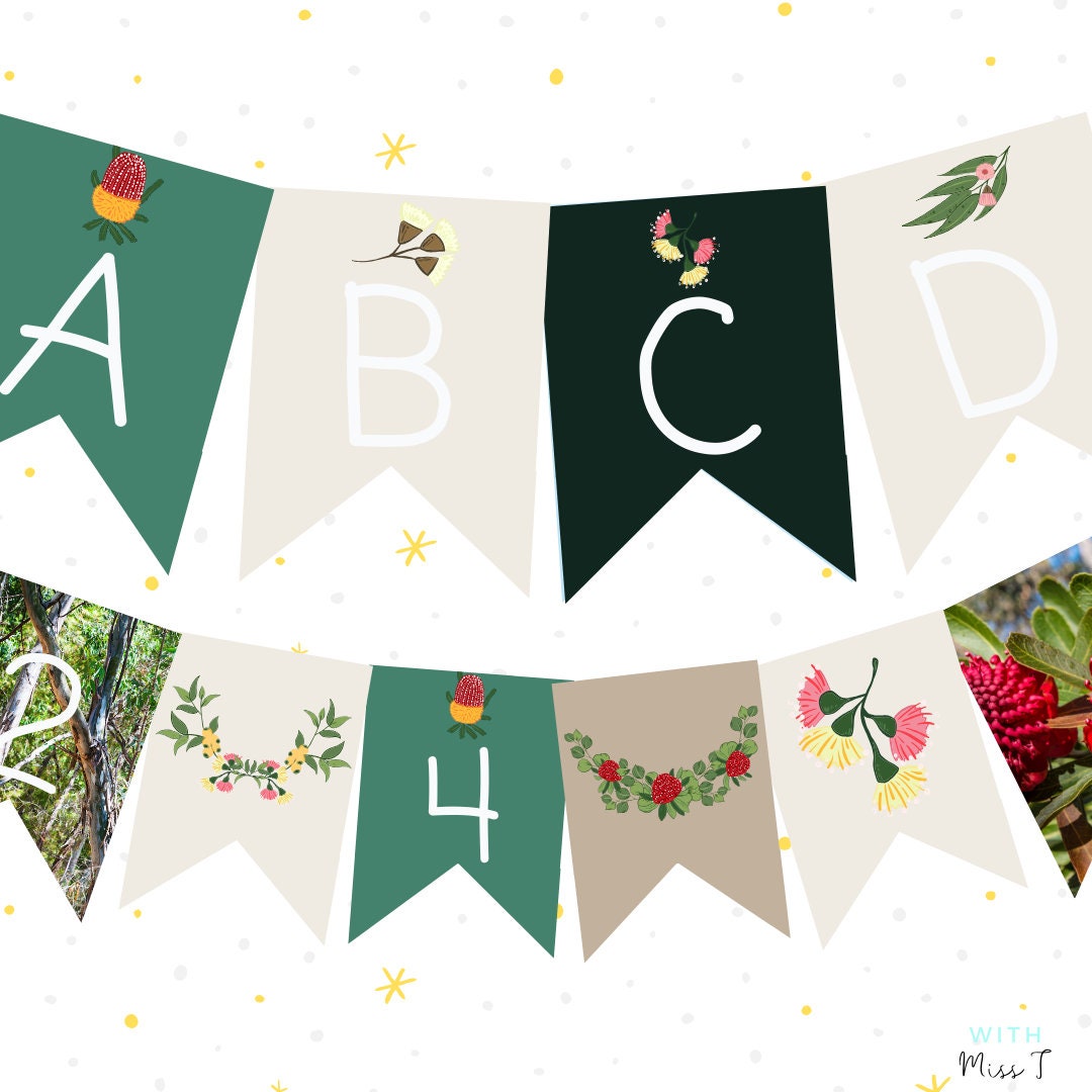 Printable Aussie Floral Bunting, Instant Download Colourful Banner in ...