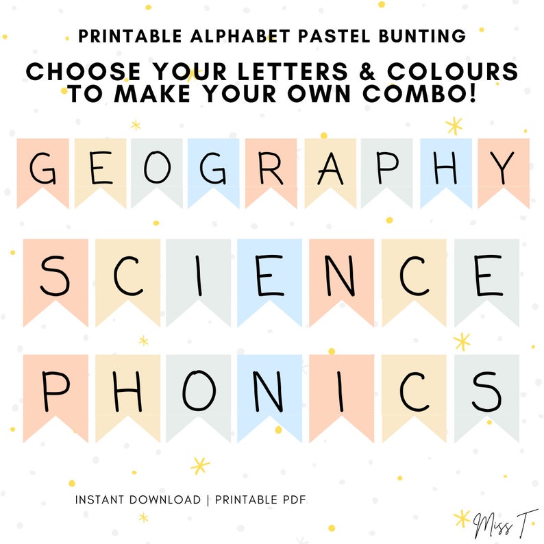 Pastel Rainbow Alphabet Bunting Make Bunting to Suit Any - Etsy