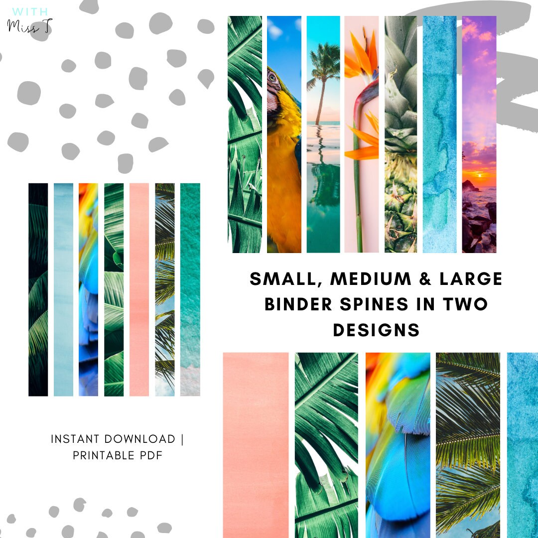 Printable Editable Tropical Binder Cover and Spine Instant | Etsy