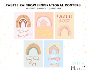 Printable Organic Rainbow Inspirational Classroom Posters | Etsy