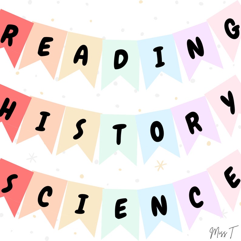 Printable Pastel Rainbow English, Maths, Science, Reading & History ...