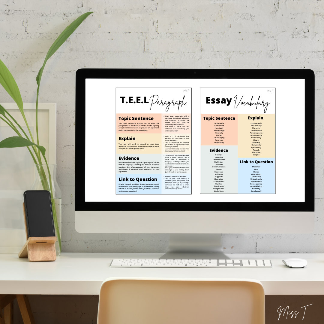 Pastel Rainbow TEEL Paragraph & Essay Vocabulary Learning - Etsy