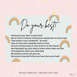 Printable Classroom Rules in Pastel Rainbow Design for Kindness ...