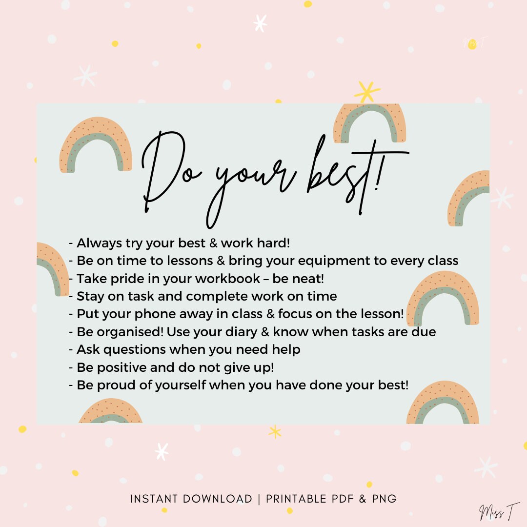 Buy Printable Classroom Rules in Pastel Rainbow Design for Online in ...