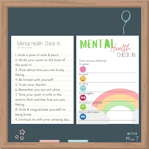 Printable Mental Health Check in Poster, Instant Download Student and ...