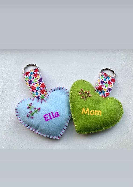 Key Ring Personalised Felt Hand Sewn Embroidered - Etsy UK