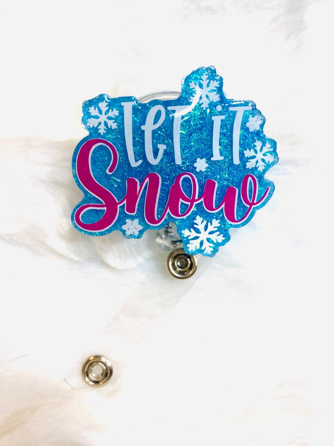 Let It Snow/christmas/snowflakes Badge Reel - Etsy