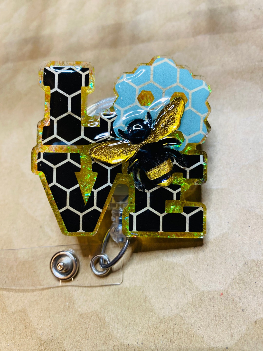Bee & Honeycomb Badge Reel - Etsy