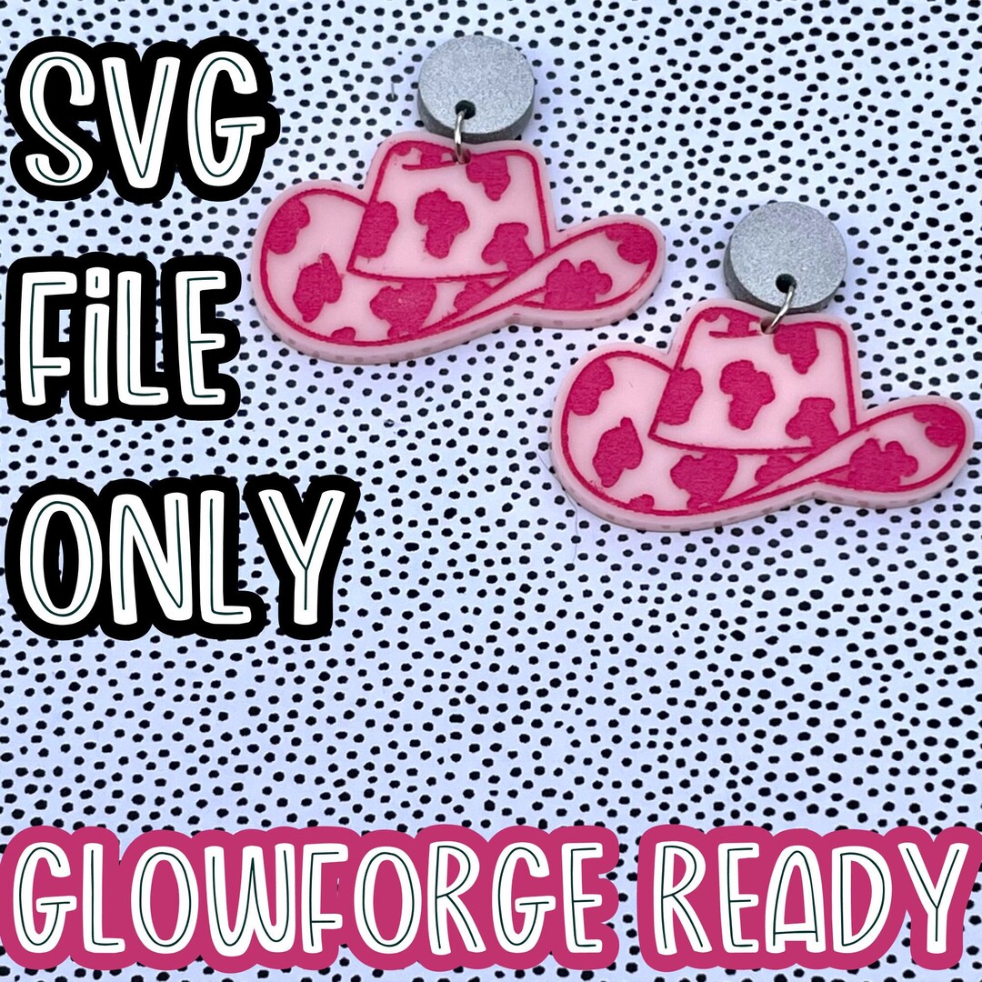 Cowboy Hat Earring File SVG for Glowforge Laser Cutter, Layered Acrylic ...