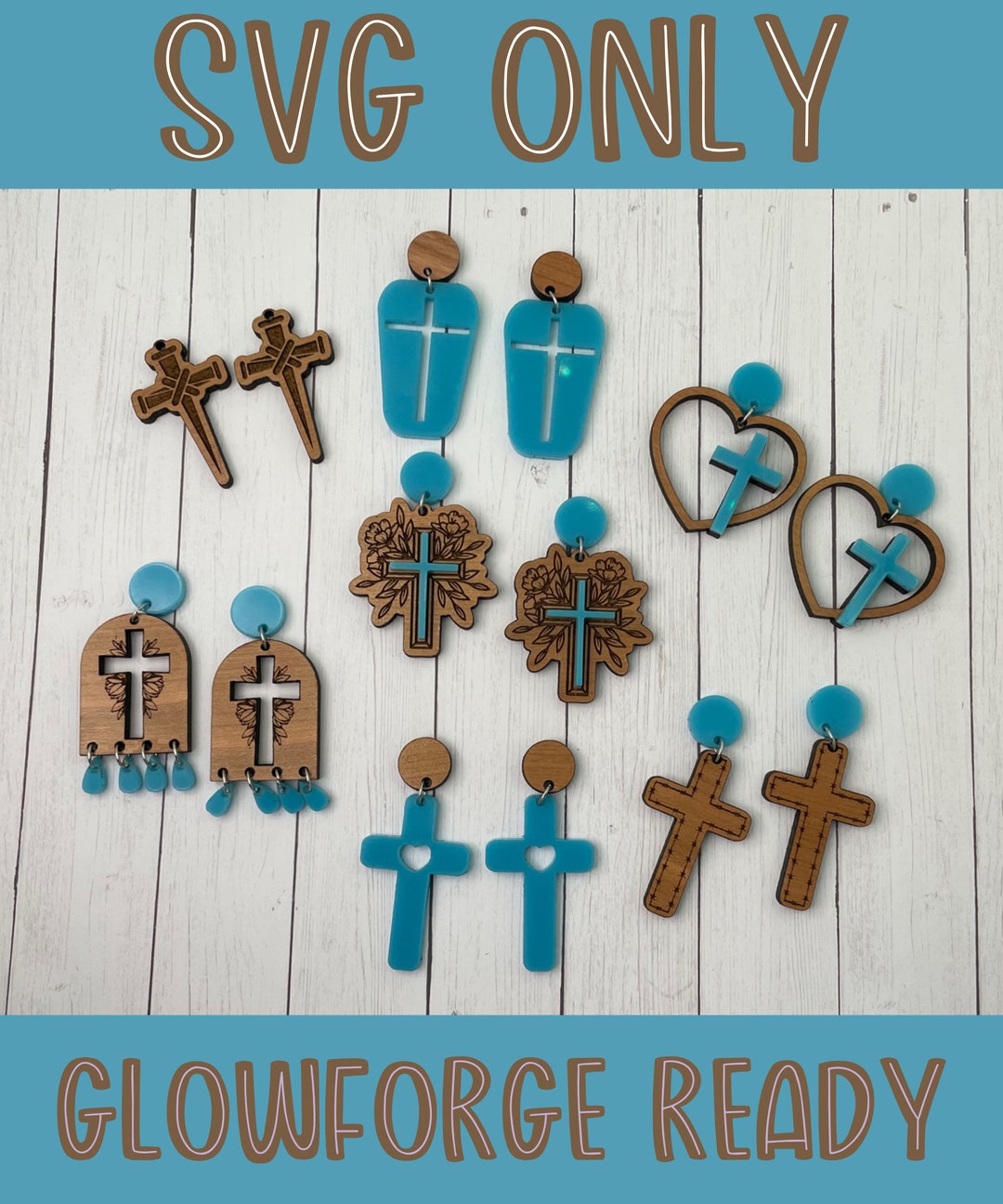 Cross Earring Bundle, Laser Cut Earring File, Earring SVG, Christian ...