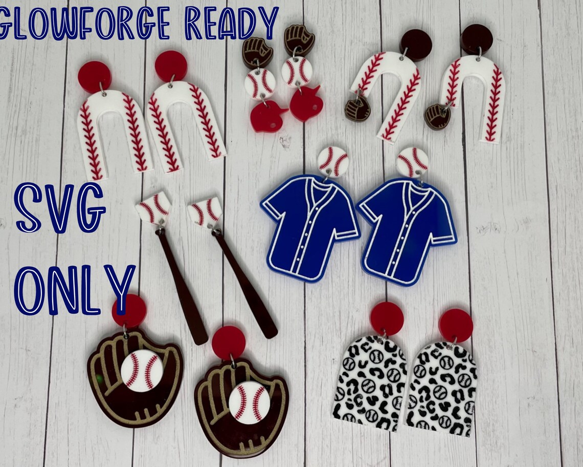 Baseball Earring Bundle, Laser Cut Earring File, Earring SVG, Jersey ...