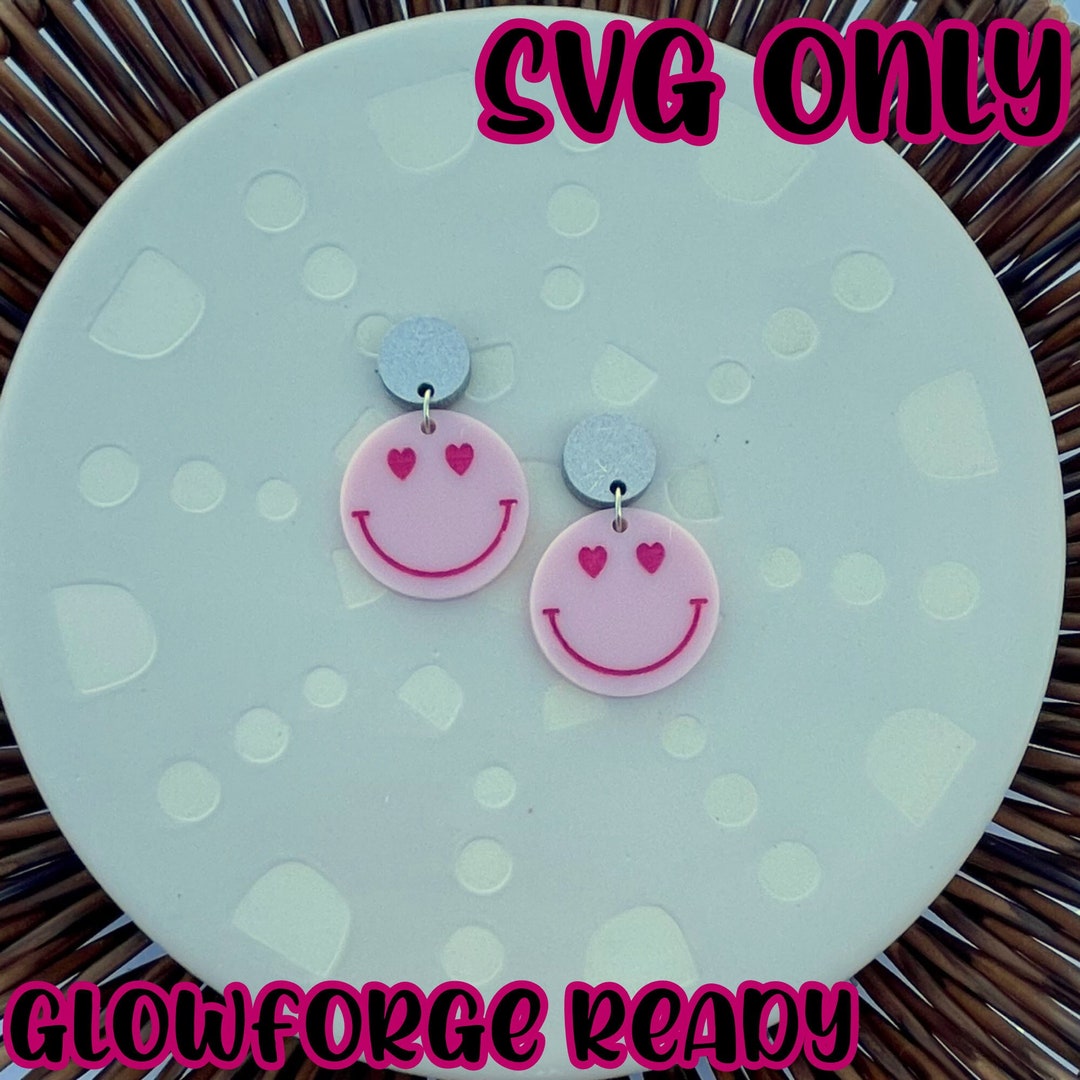 Valentine Heart Smiley Earrings File SVG for Glowforge Laser Cutter ...