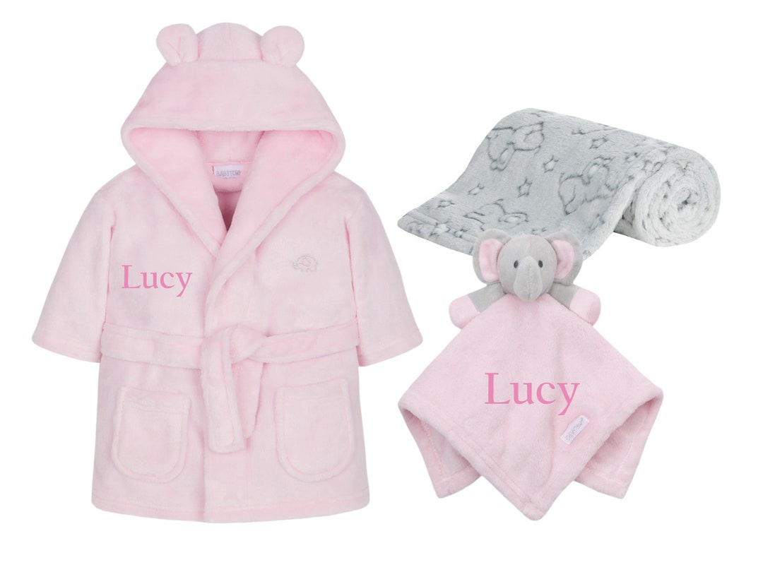 Personalised Baby Robe Dressing Gown 0-6 Months With Matching ...