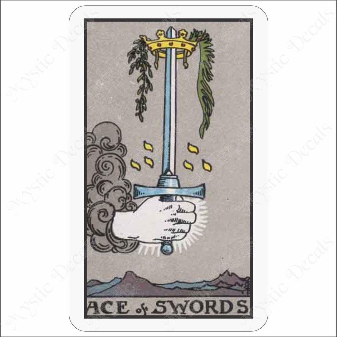 Ace of Swords Tarot Card Vinyl Sticker Decal Full Color CAD Cut Car ...