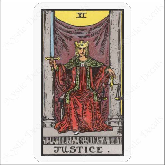 Justice Tarot Card Vinyl Sticker Decal Full Color CAD Cut - Etsy