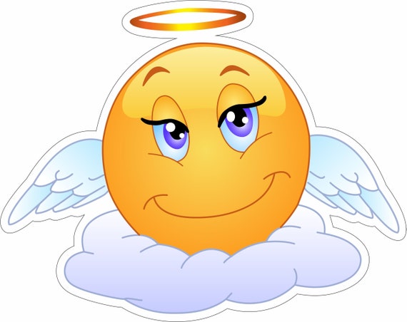Angel Emoticon Vinyl Sticker Decal Full Color - Etsy