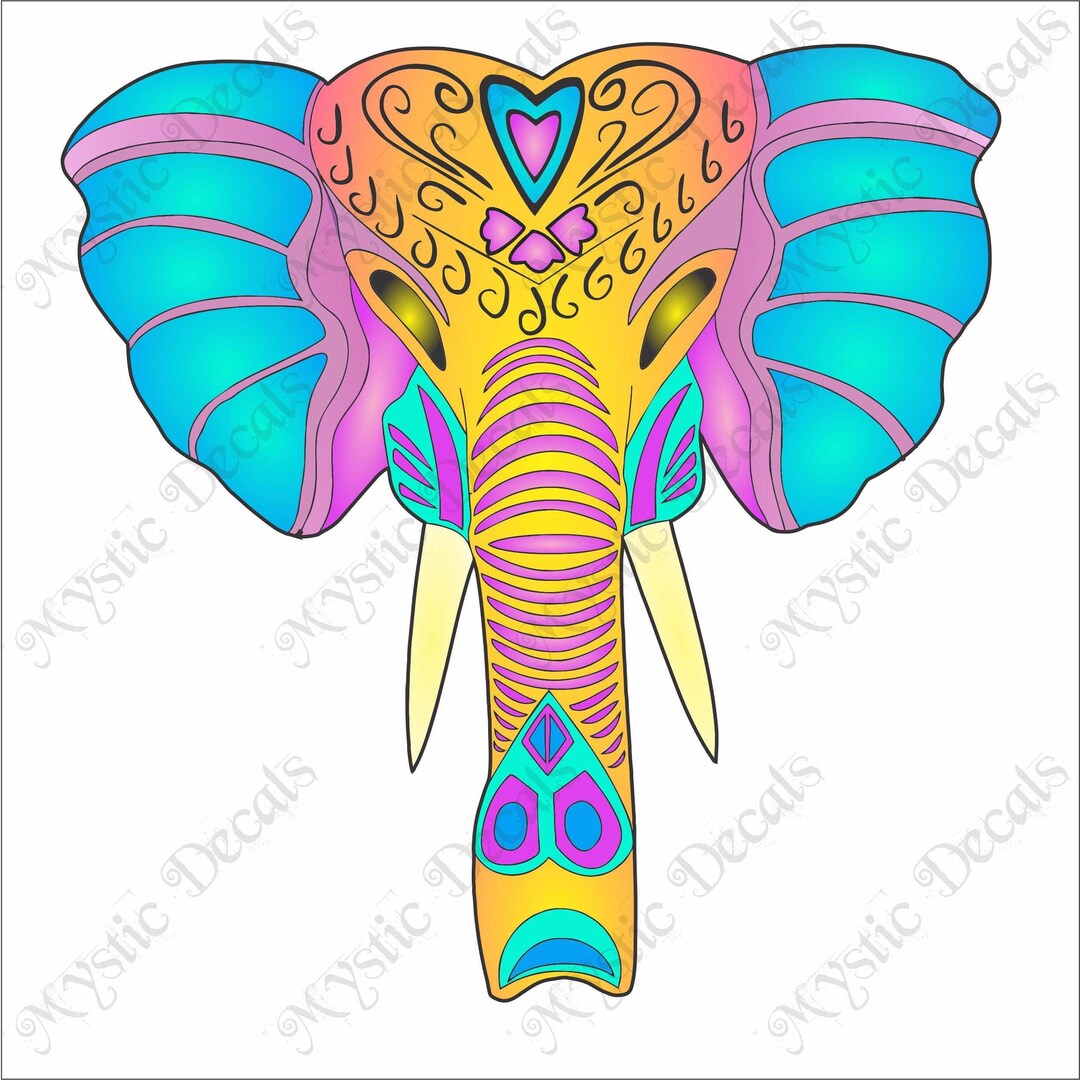 Elephant Head - Vinyl Sticker Decal - Original Art Decal - Etsy